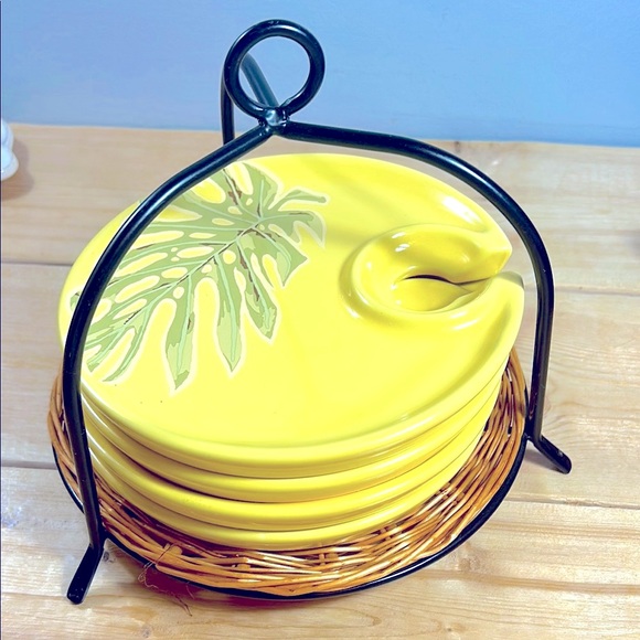Silvestri | Dining | Tropical Yellow Ceramic Appetizer Plate Set | Poshmark
